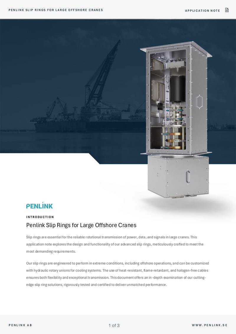 Penlink Design Slip Rings for Large Offshore Cranes